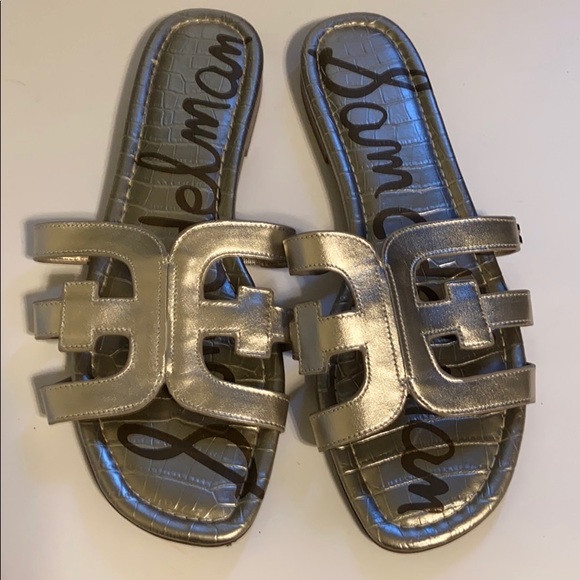 Sam Edelman | Shoes | Sam Edelman Gold Slip On Leather Sandals | Poshmark
